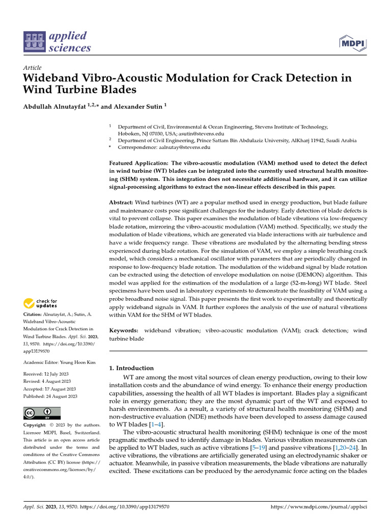 Wideband Vibro-Acoustic Modulation For Crack Detec | PDF | Resonance | Classical Mechanics