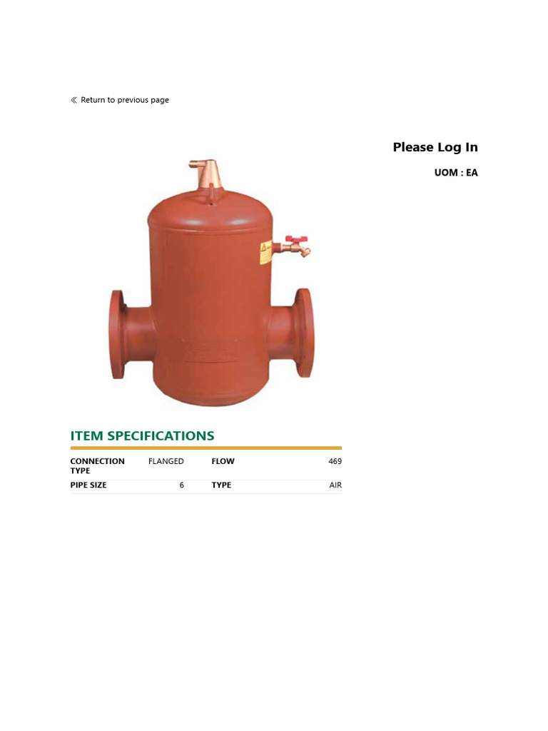 4906A-125,,TACO, INC.,,AIR SEPARATOR 6IN FLG 125PSI, Taco Distribution ...
