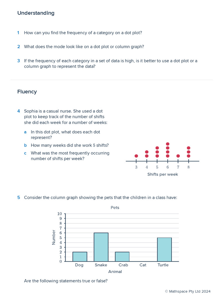 Dot Plot Worksheets and Exercises | PDF | Pet