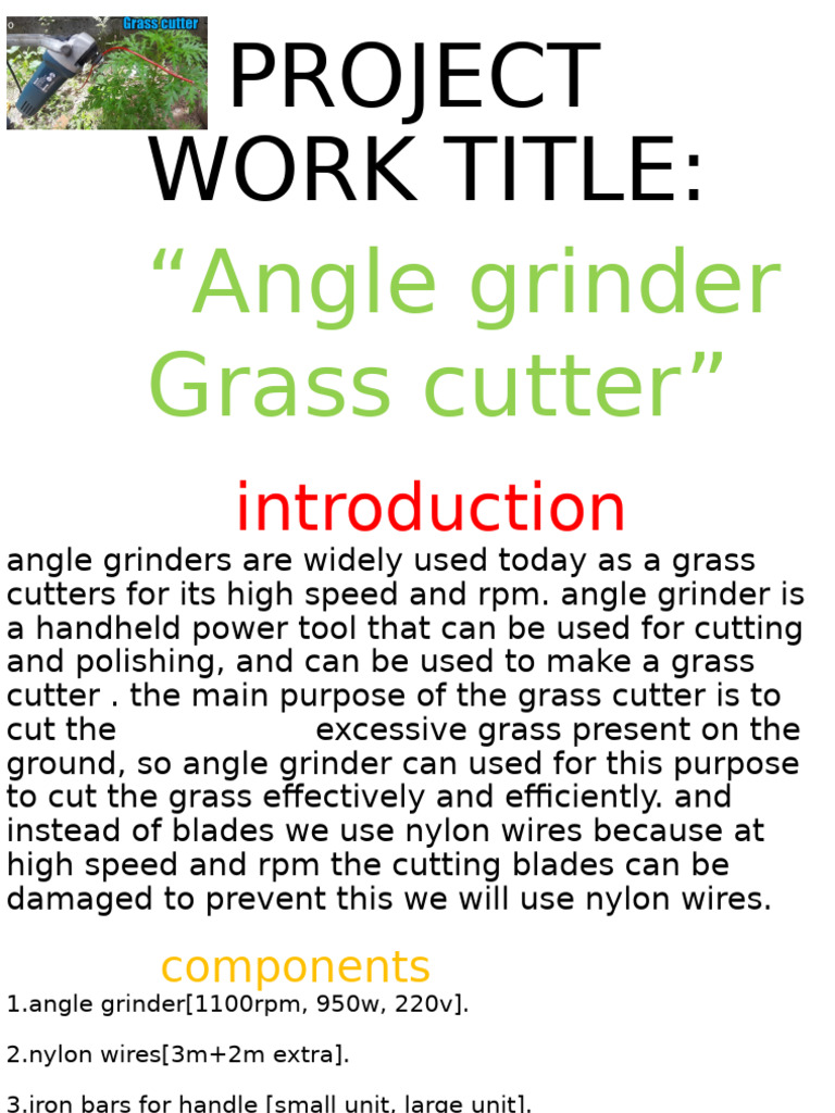 DIY Angle Grinder Grass Cutter Guide | PDF