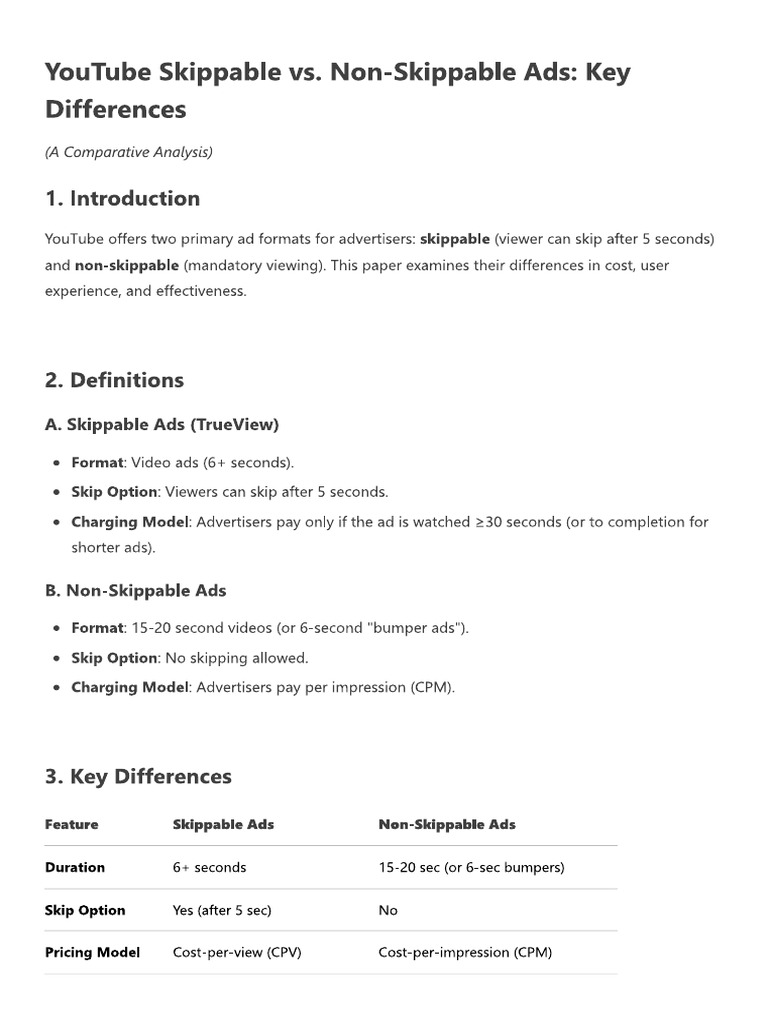 Youtube Skippable and Unskippable | PDF