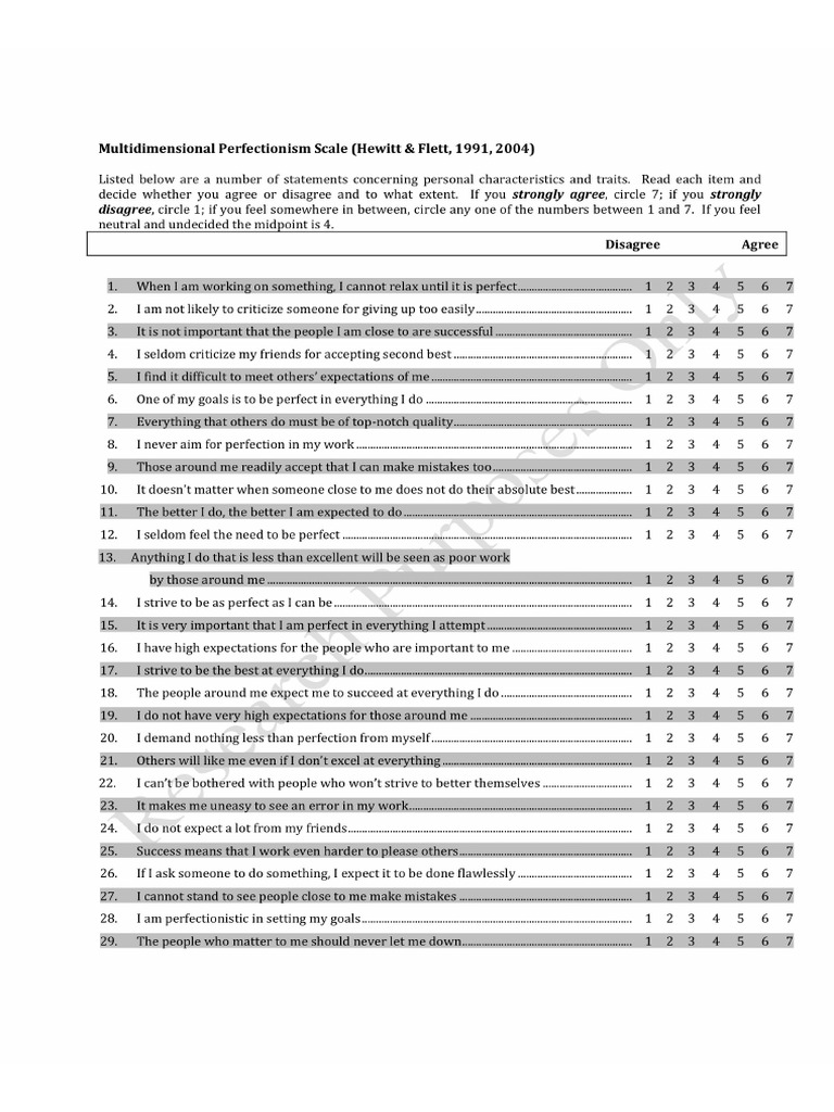 MPS-perfectionism Scale | PDF