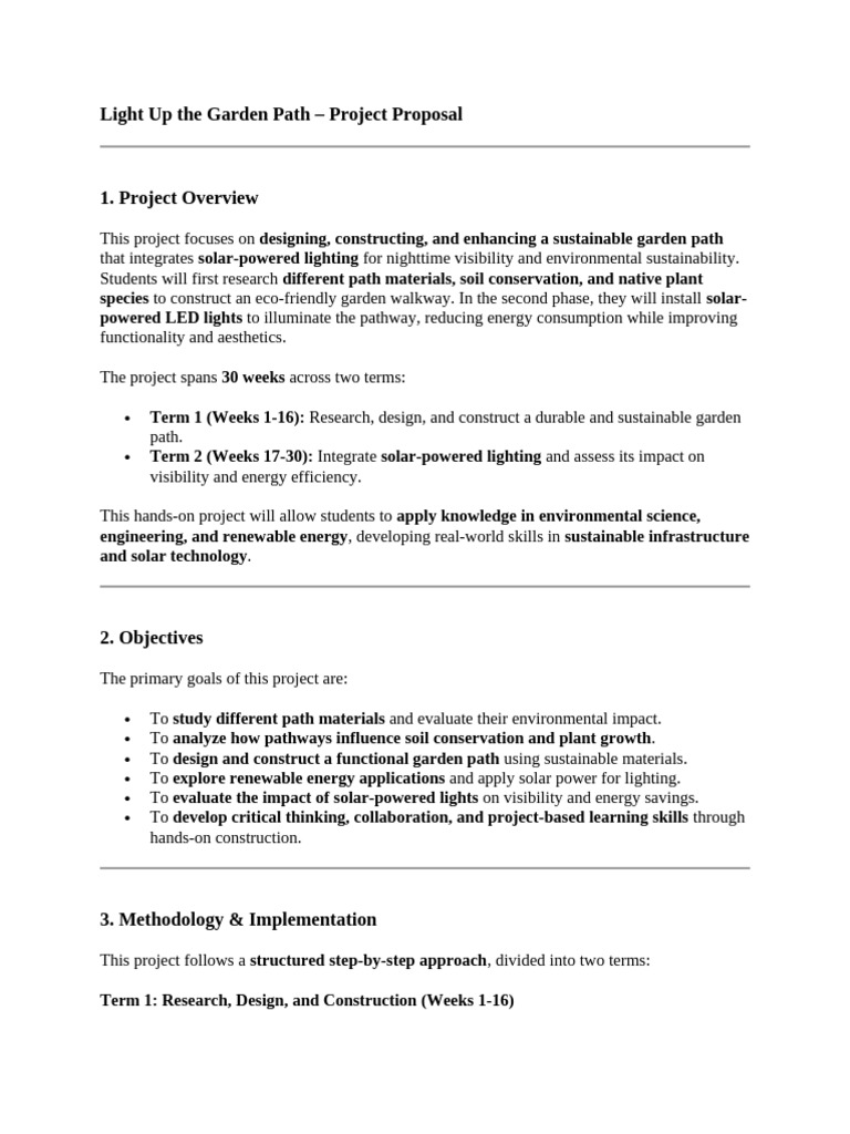 Sustainable Solar Garden Path Project | PDF | Sustainability | Solar Power