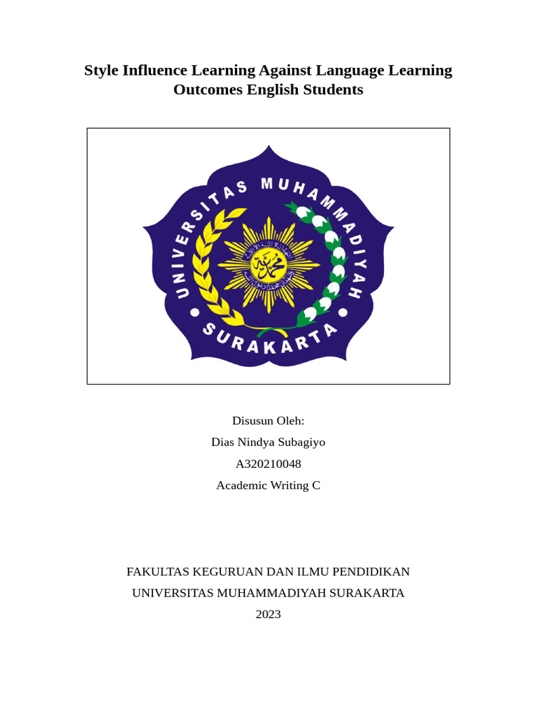 A320210048 - Dias Nindya Subagiyo - UTS - Academic Writing C | PDF | Learning Styles | Learning