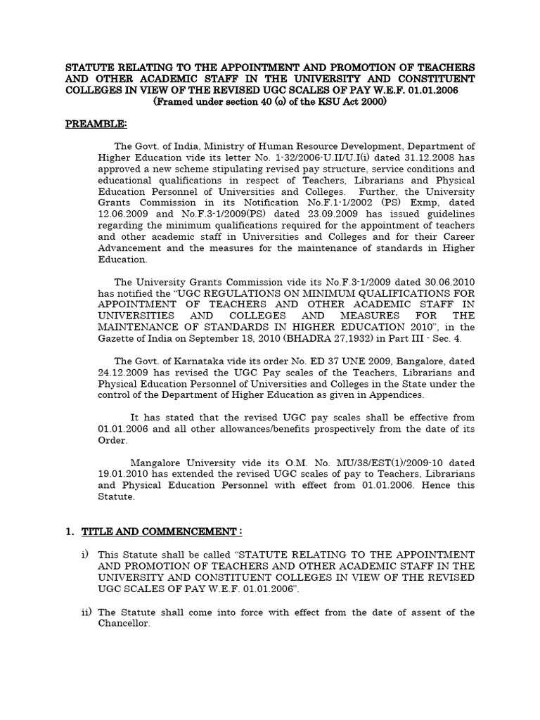 Appt Prom Teachers UGC Scale | PDF | Doctor Of Philosophy | Academic Degree