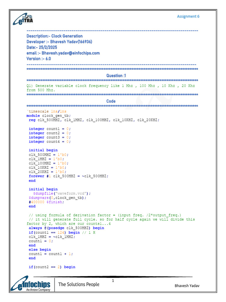 166936_Bhavesh_clock_assign6 | PDF | Hertz | Telecommunications Engineering
