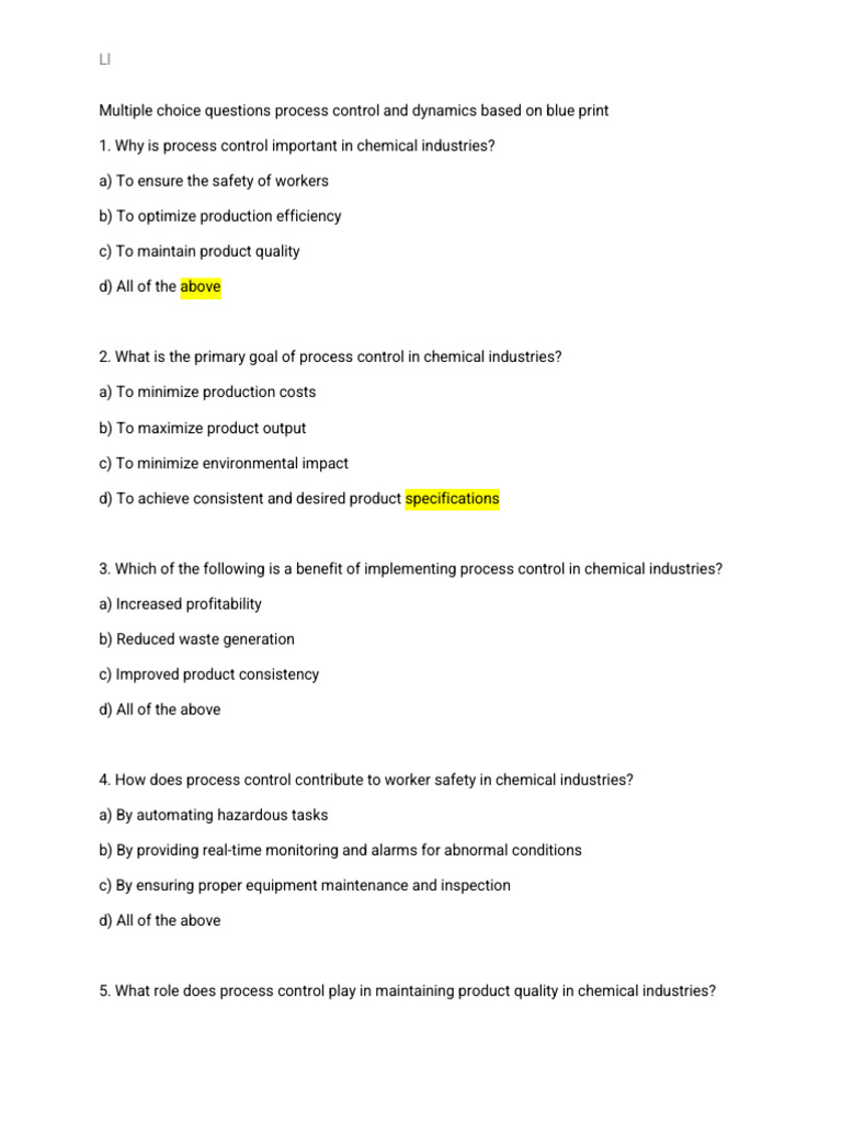 Multiple Choice Questions Based On Blue Print | PDF