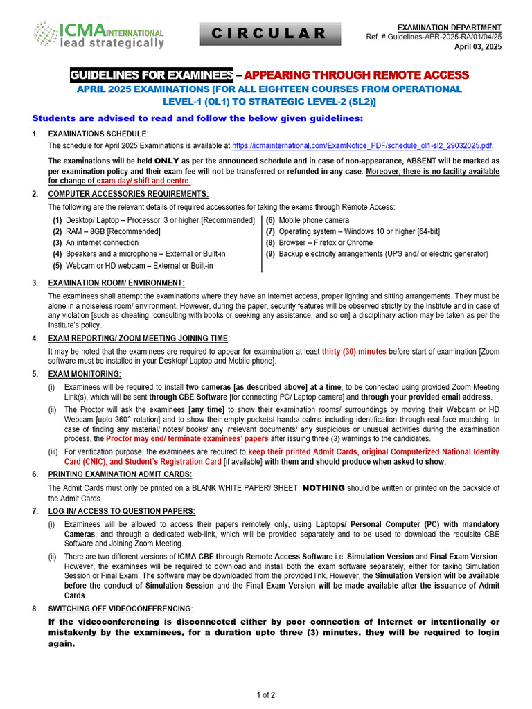Remote Exam Guidelines for April 2025 | PDF | Personal Computers ...