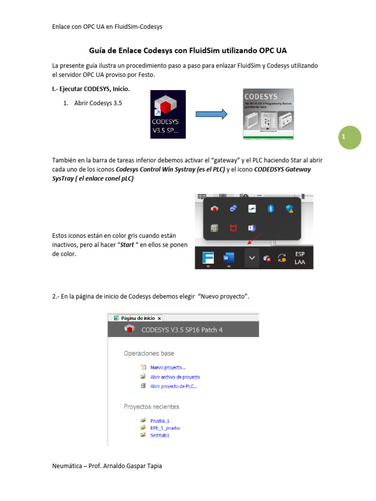 Guia Codesys Fluidsim Con OPC UA | PDF | Controlador lógico programable | Ventana (informática)