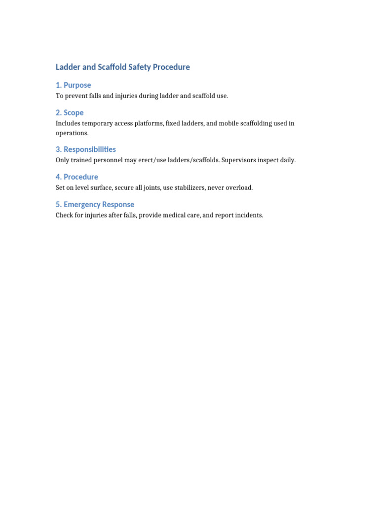 Ladder and Scaffold Safety Procedure | PDF