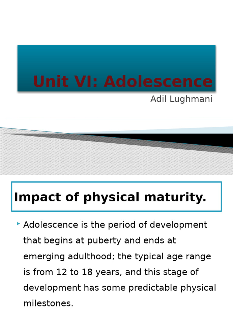 Unit VI Adolescence | PDF | Adolescence | Adults