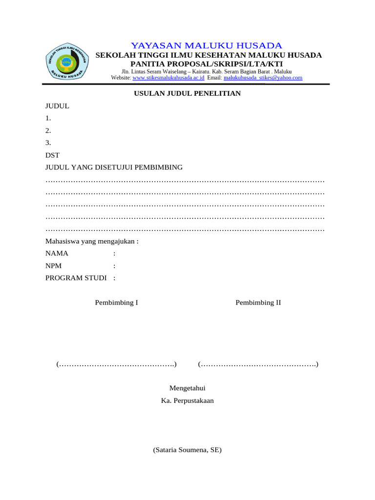 Format Usulan Judul Penelitian | PDF