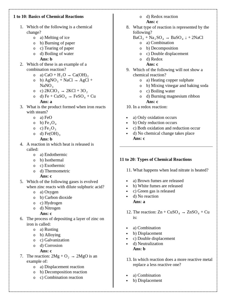Understanding Chemical Reactions Basics | PDF | Chemical Reactions | Redox