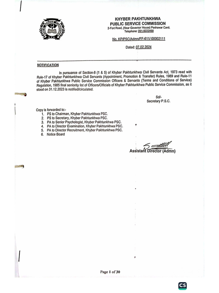 Seniority List | PDF