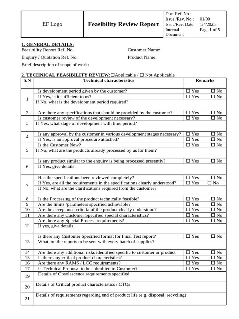 Feasibility Review Report | PDF | Specification (Technical Standard)