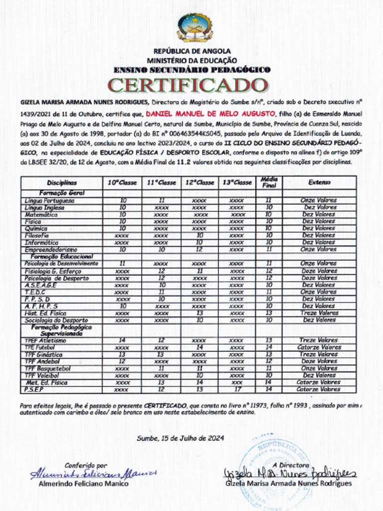 Certificado Daniel | PDF