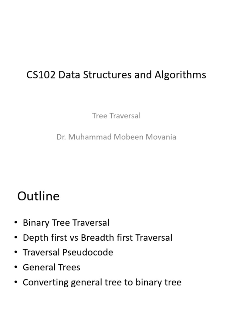 NN DSA Lec 13 - Tree Traversal | PDF | Algorithms | Algorithms And Data Structures