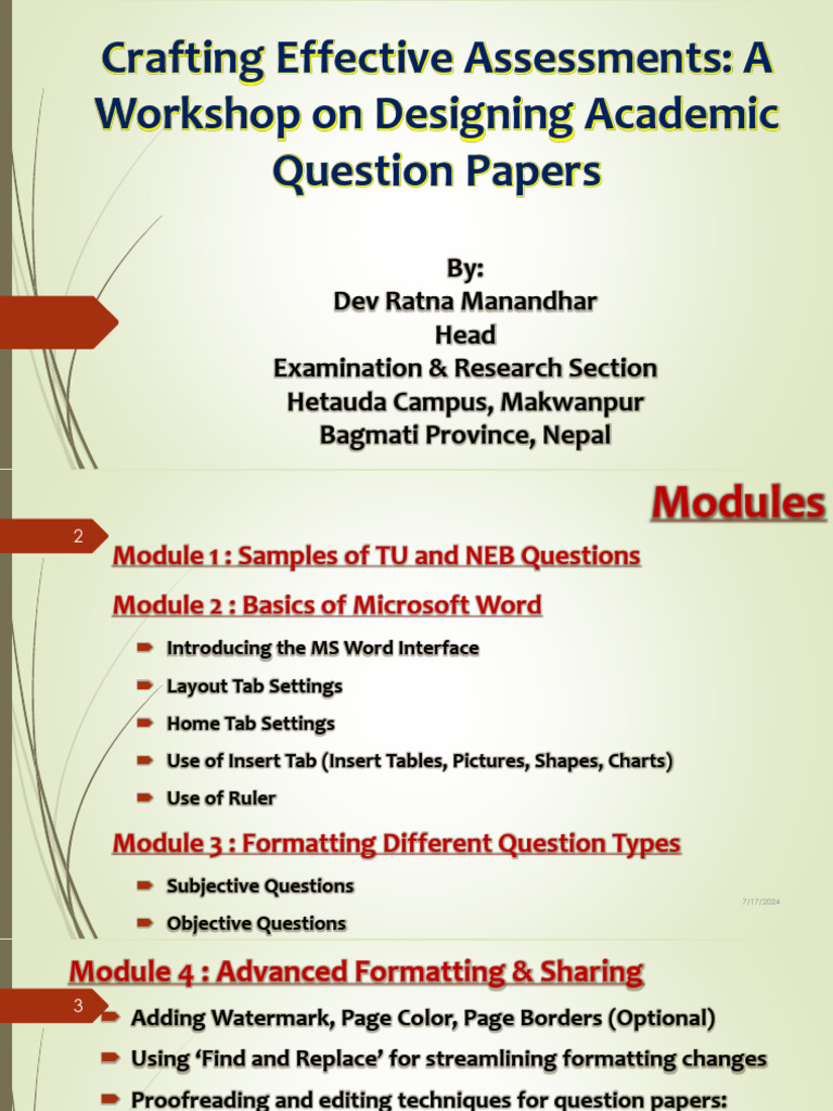 Crafting Effective Question Paper for Upload | PDF | Microsoft Word ...