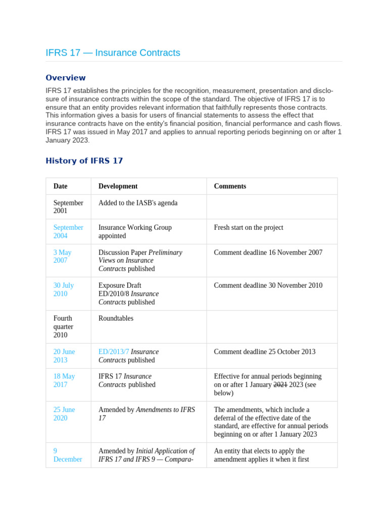 IFRS 17 Overview and Key Principles | PDF | Insurance | International ...