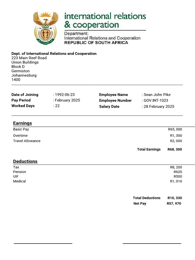 Employee Salary Statement for February 2025 | PDF