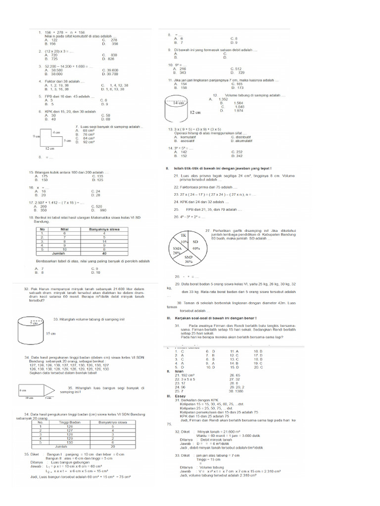 Kumpulan Soal MTK SD UMUM 3 | PDF