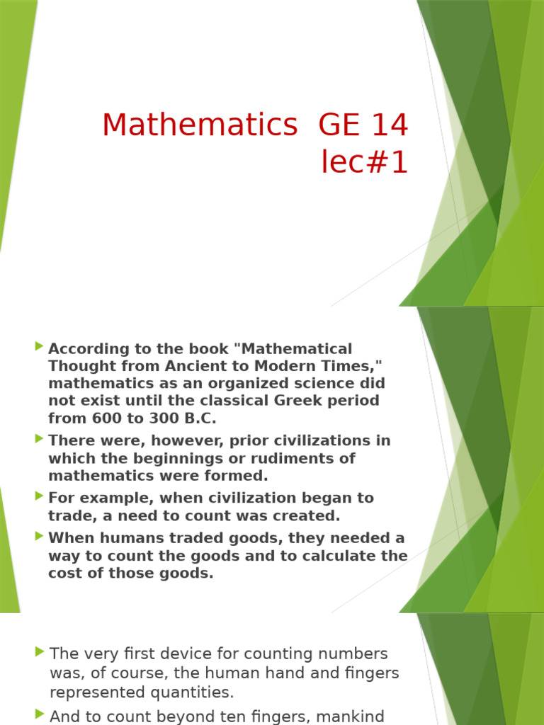 Mathematics GE 14.pptx#1 | PDF | Mathematics | Axiom