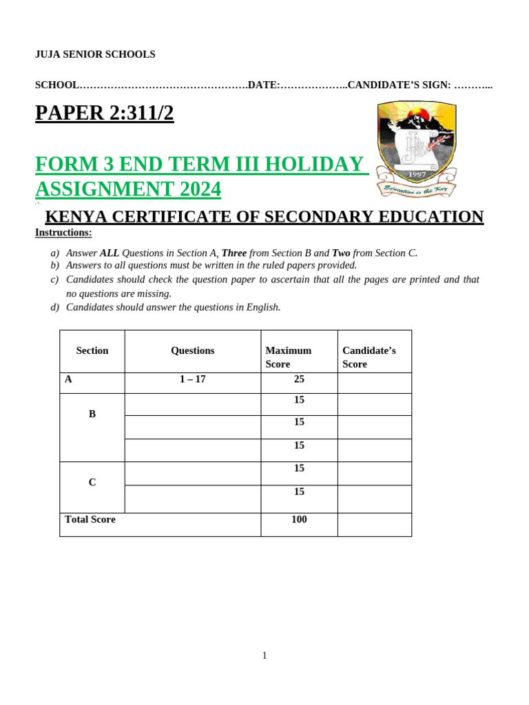 History Form 3 Holiday Assignment | PDF | Economies