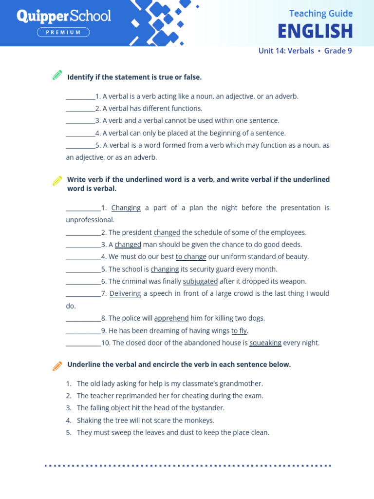 PDF (Texts) - English 9 - Unit 14 - Lesson 1 - What Are Verbals ...