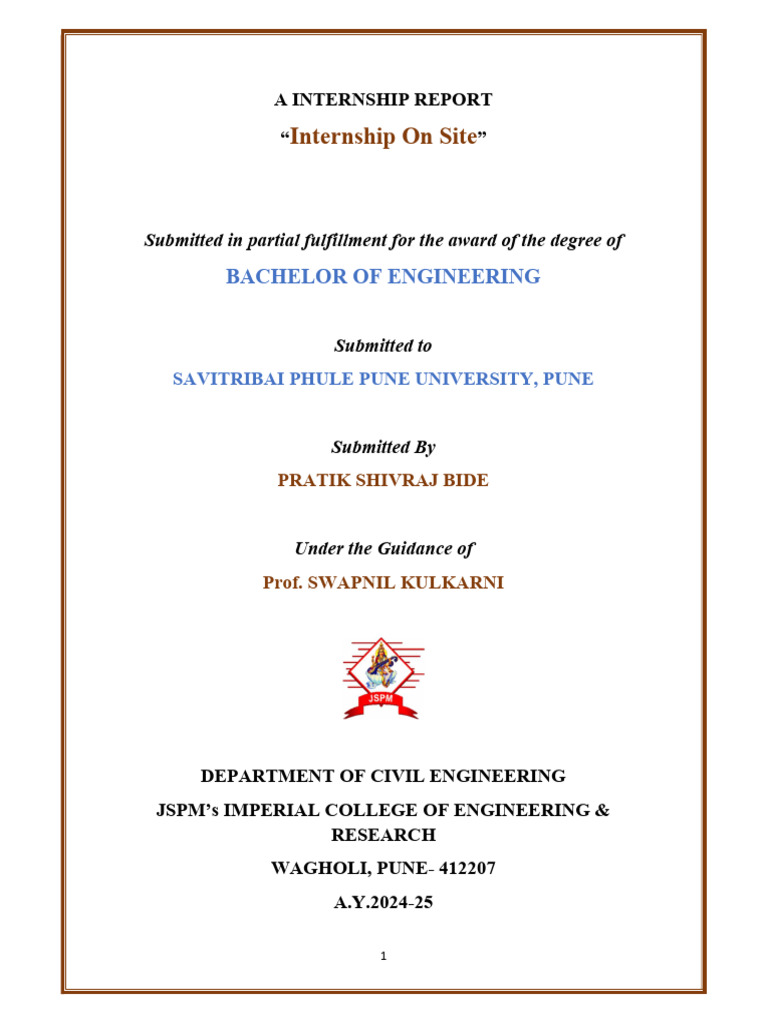 Civil Engineering Internship Report | PDF | Concrete | Plumbing
