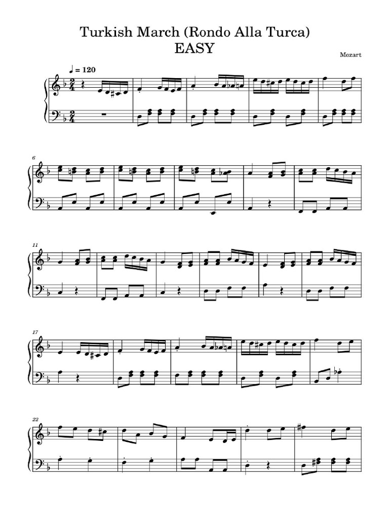 Mozart-Turkish-March-Rondo-Alla-Turca-EASY | PDF