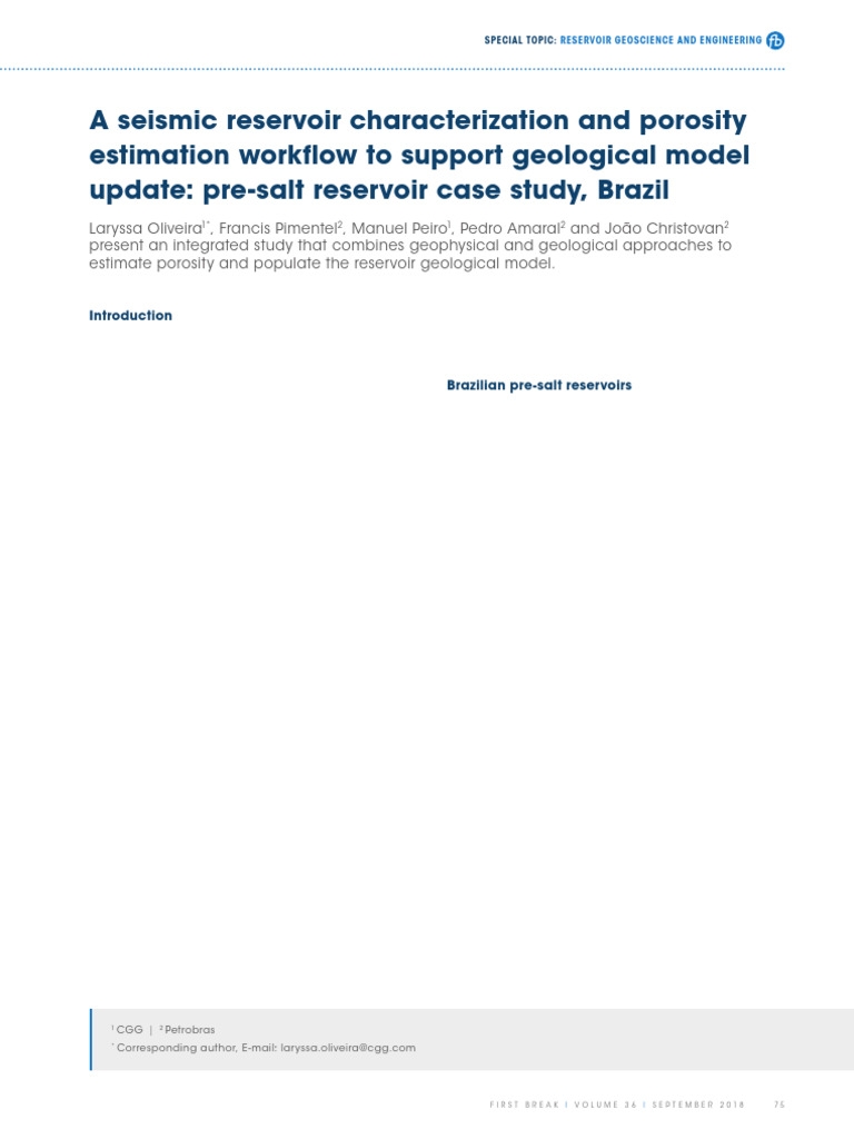 A Seismic Reservoir Characterization And Porosity Pdf