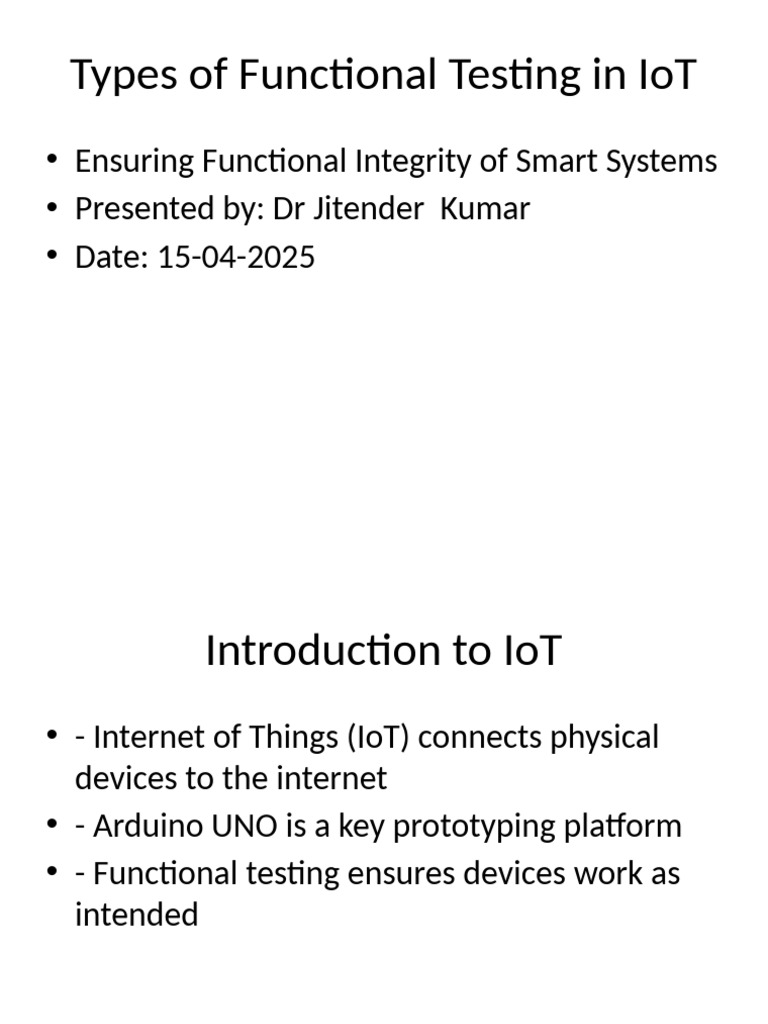 Functional Testing Iot Arduinouno Praveenkumar Pdf Arduino Internet Of Things