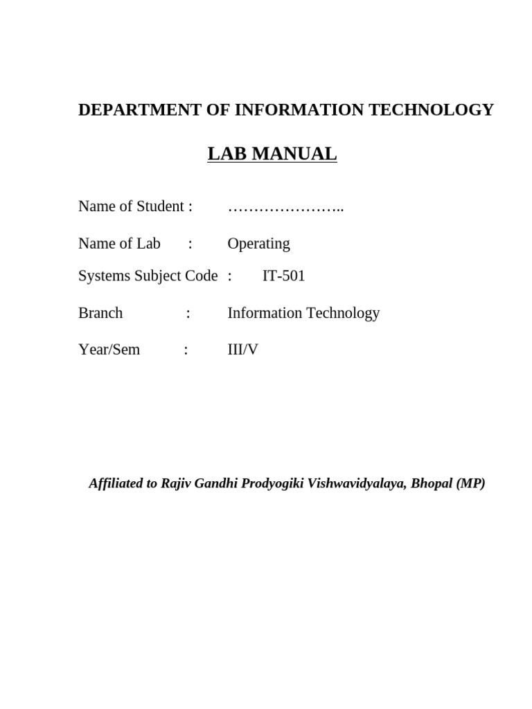 Operating System Lab Manual - IT-501 | PDF | Scheduling (Computing ...