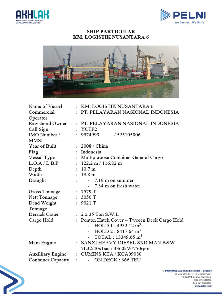 Ship Particular - Lognus 6 | PDF