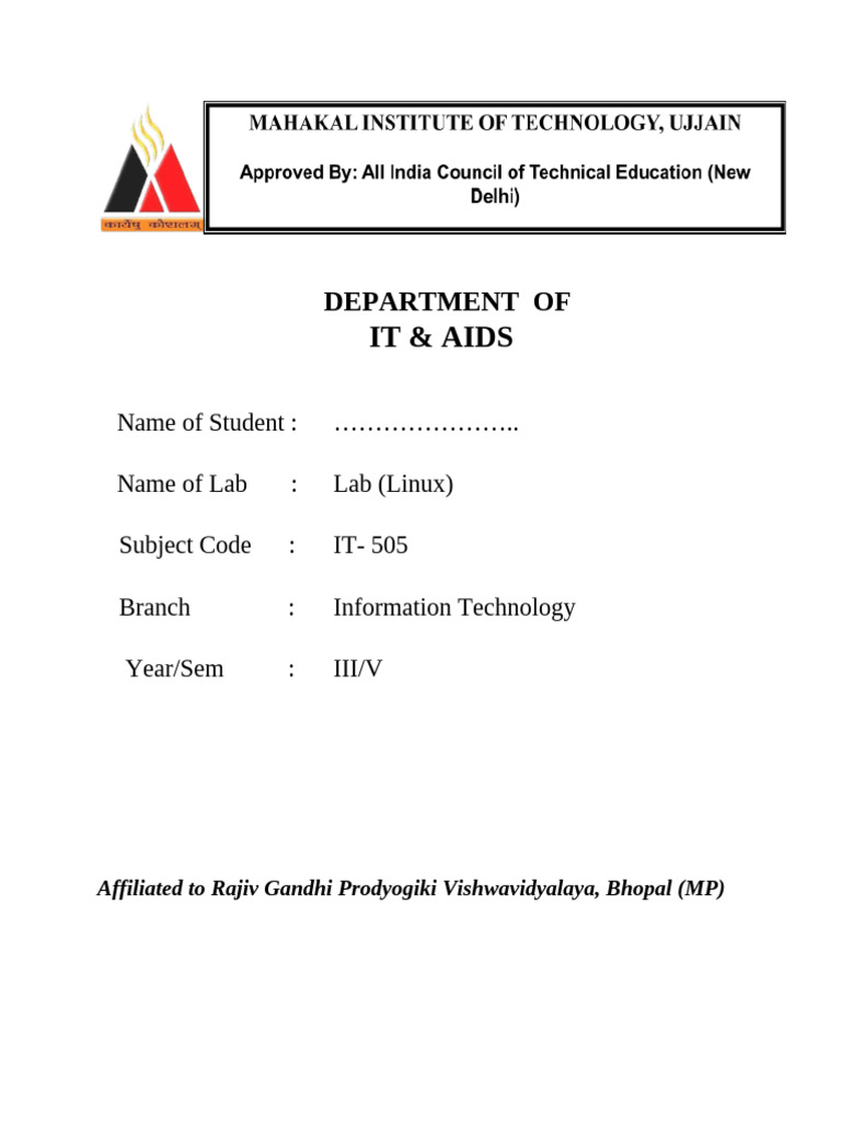 Linux Lab Manual (AD-505) | PDF | Computer File | Filename