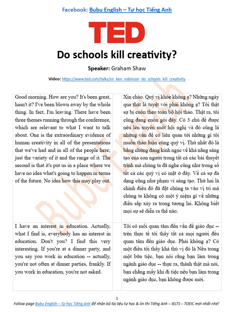Do Schools Kill Creativity | PDF