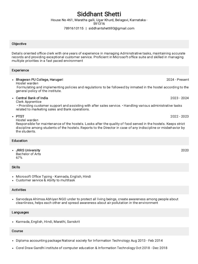 Siddhant Ba Cv | PDF