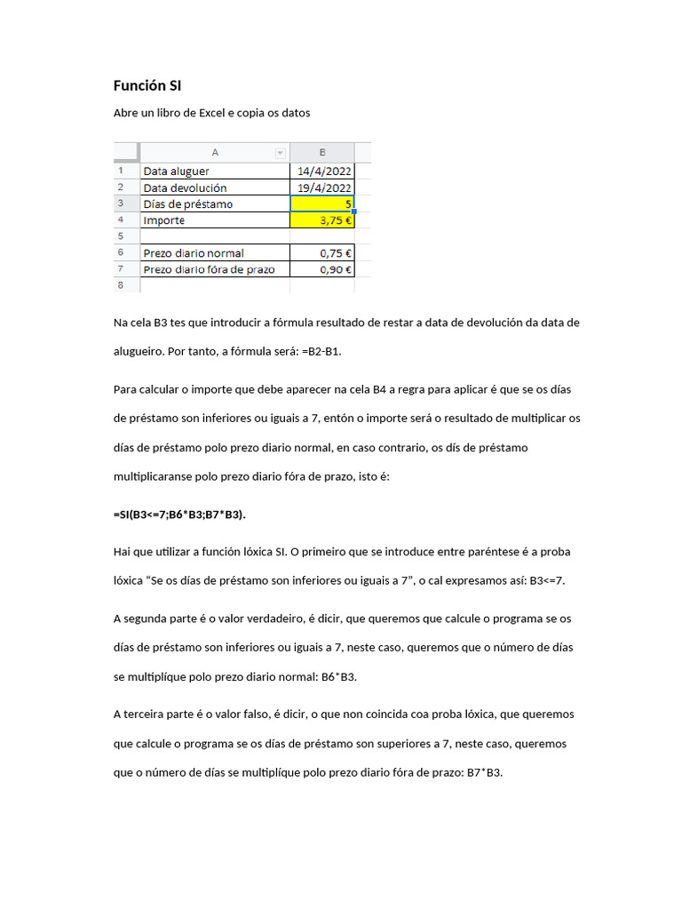 Exercicios 12 Función SI | PDF