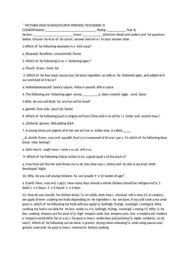 post test 2 answer sheet | PDF