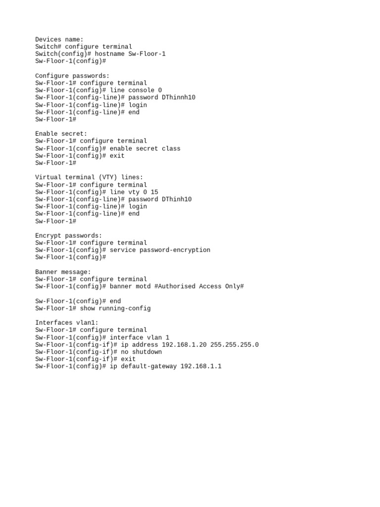 Configure Switch | PDF