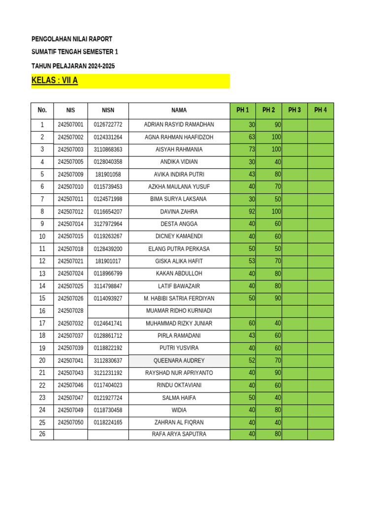 Sts Rapot Matematika Kls 7 Dan 8 (Bu Kartini) | PDF