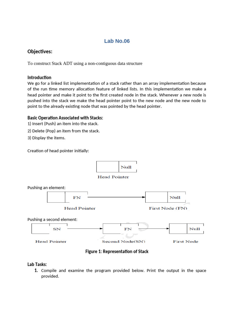 Lab06 Stack Using Linked List Pdf Pointer Computer Programming