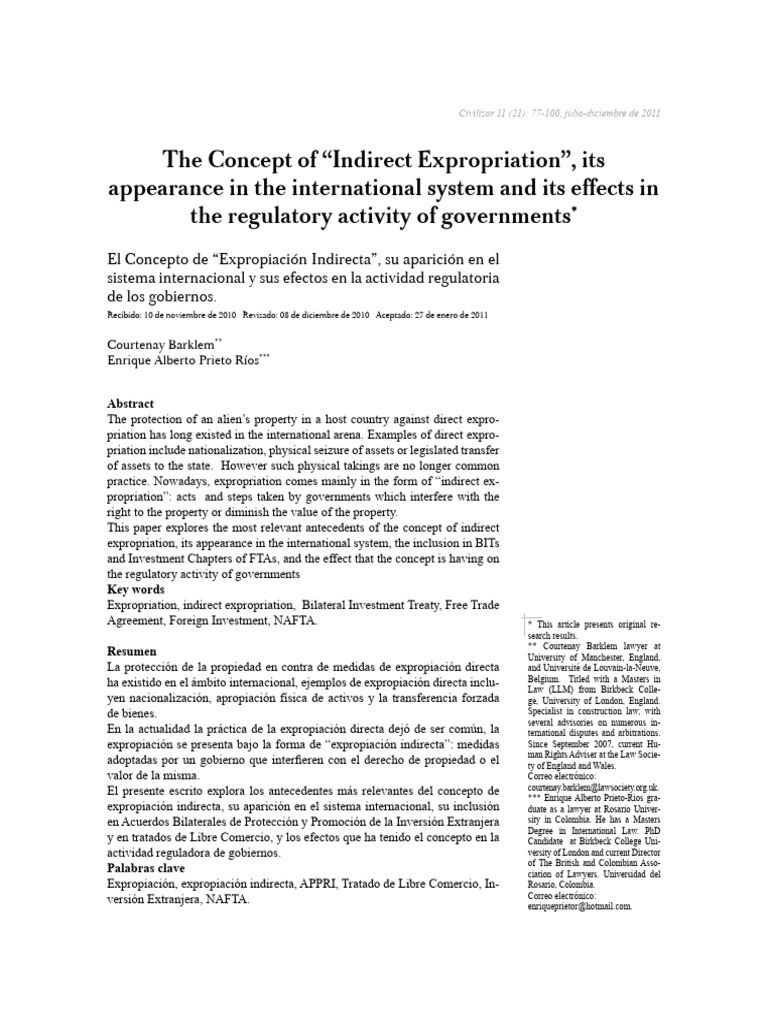The Concept of Indirect Expropriation Its Appearan | PDF | Eminent ...