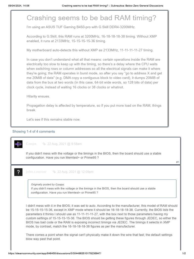 Crashing Seems To Be Bad RAM Timing - Subnautica - Below Zero General Discussions | PDF | Random ...