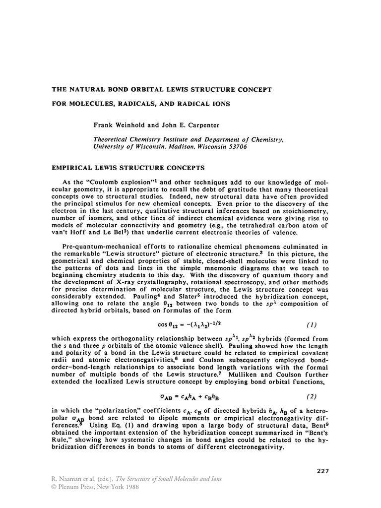 Articulo - NBO - THE NATURAL BOND ORBITAL LEWIS STRUCTURE CONCEPT | PDF ...