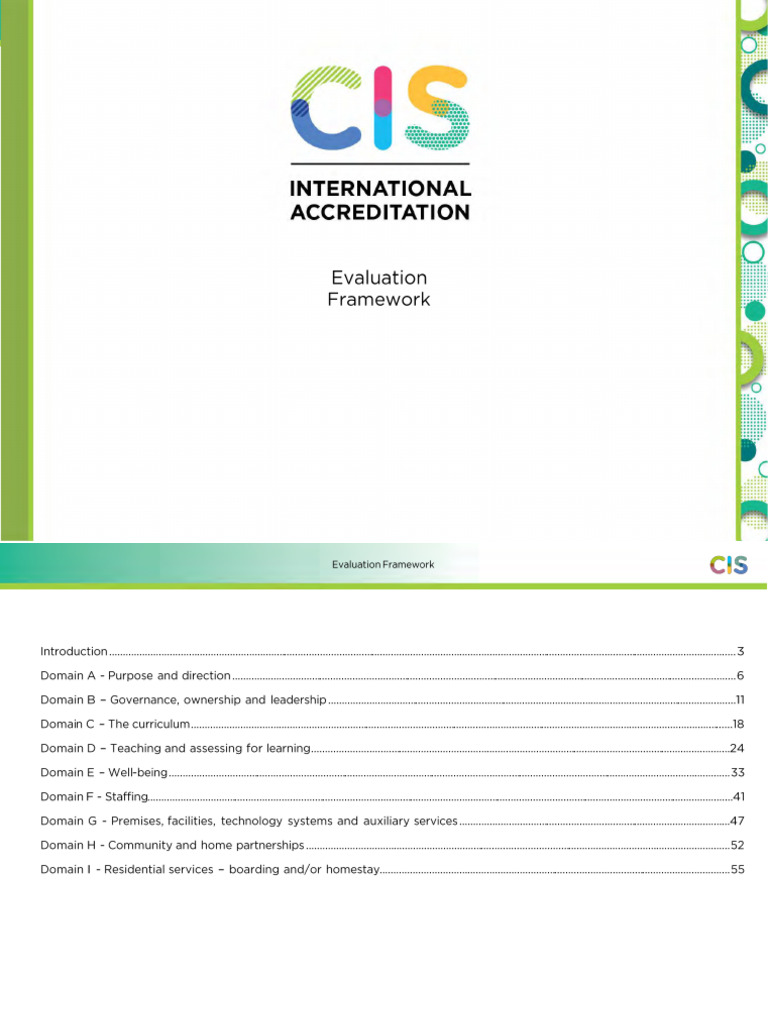 CIS International Accreditation Evaluation Framework | PDF