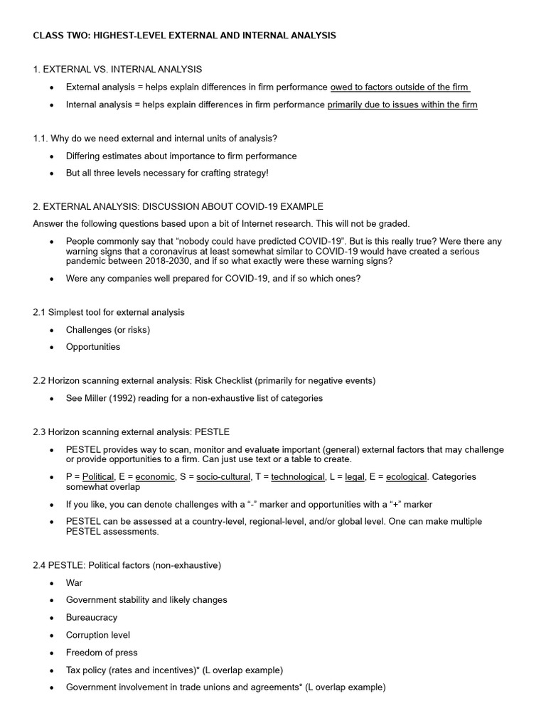 Strategic Management - Class Two | PDF | Risk | Infrastructure