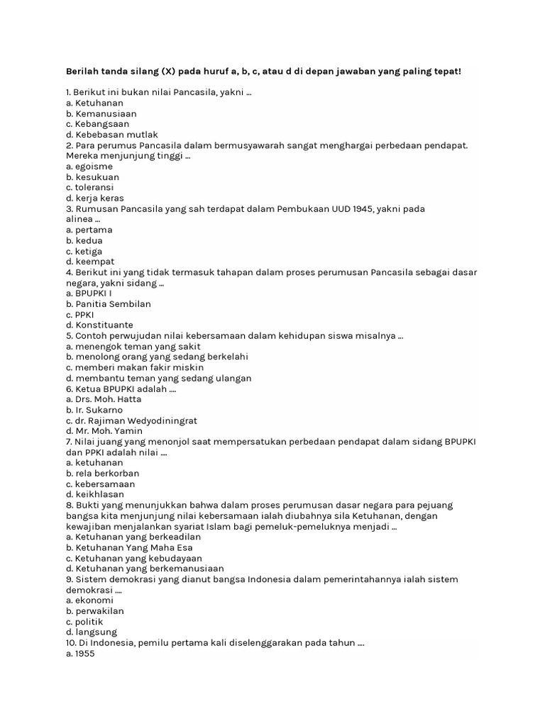 Latihan Soal Pat PPKN Kelas 6 | PDF