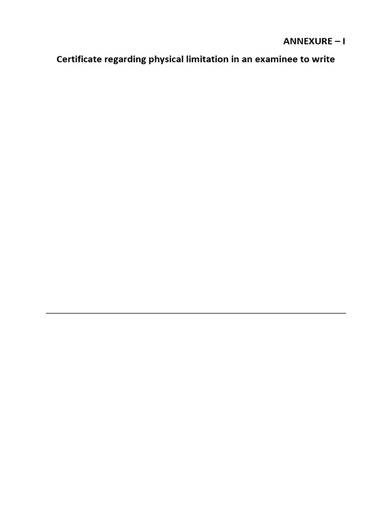 Certificate Regarding Physical Limitation in An Examinee To Write | PDF