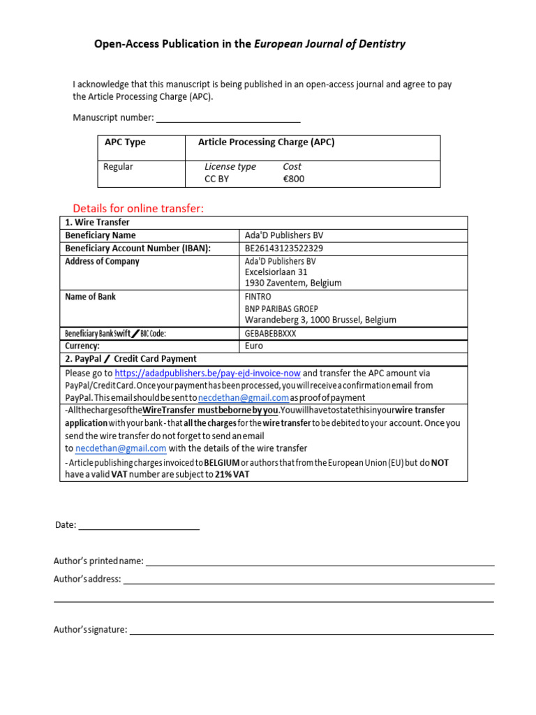 EJD - Open Access Form - 2024 - BV | PDF